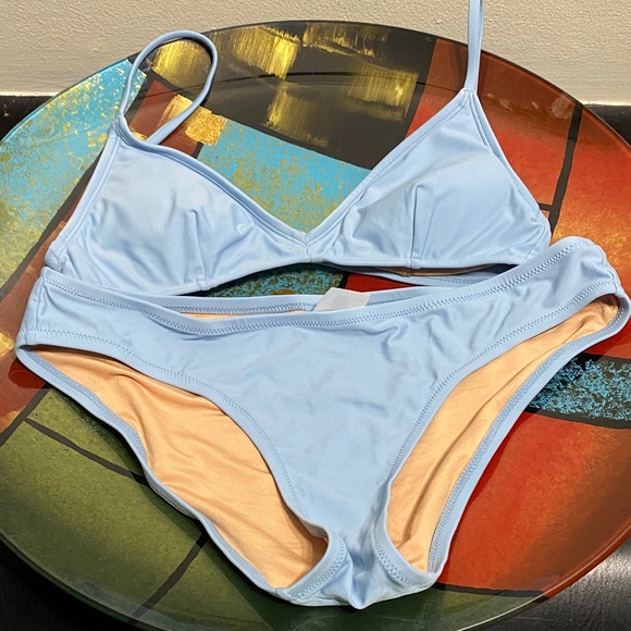 J. Crew | Swim | J Crew Light Blue And Peach Bikini Set | Poshmark